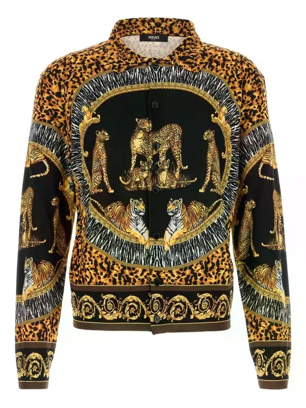 Versace Wild Cats Printed Knit Shirt