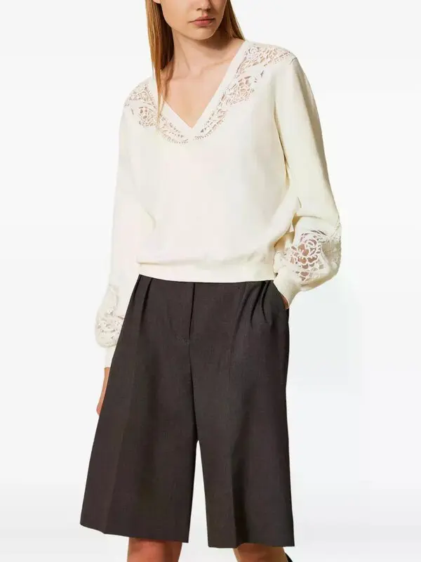 TWINSET Embroidered V-neck Sweater