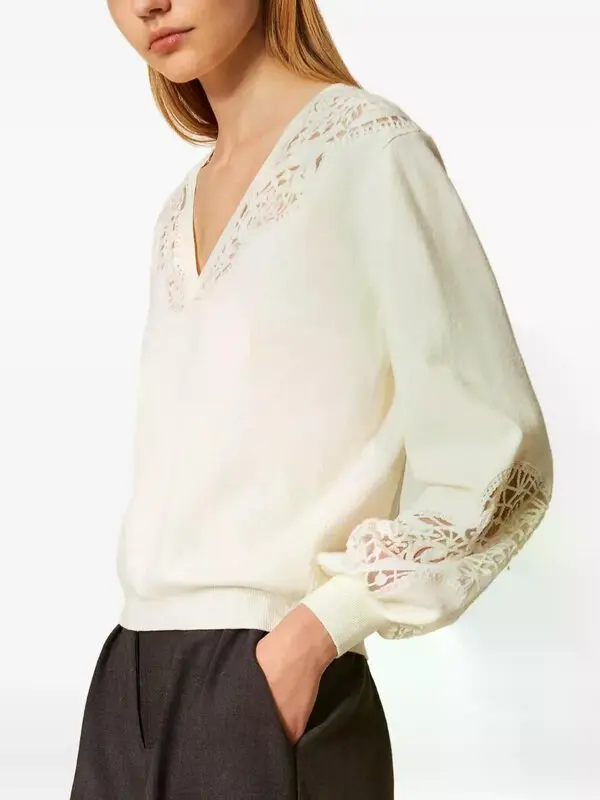 TWINSET Embroidered V-neck Sweater