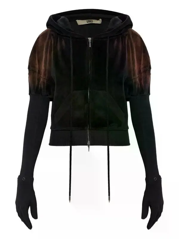 KNWLS Velvet Zip-up Hoodie - Brown