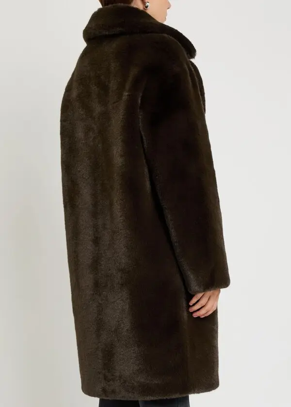 STAND STUDIO Leopard-print Faux Fur Cocoon Coat