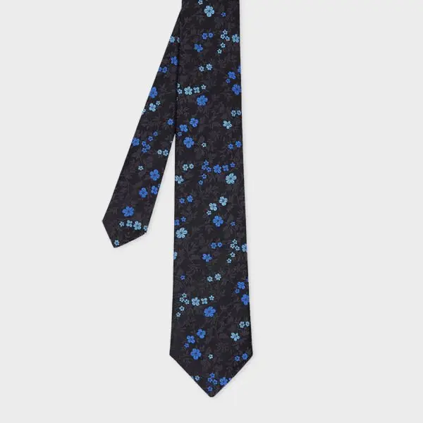 Paul Smith Silk Floral Neck Tie - Black