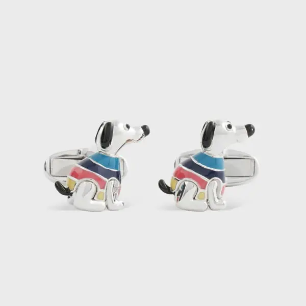 Paul Smith Silver 'stripe Jumper' Dog Cufflinks - Multicolour