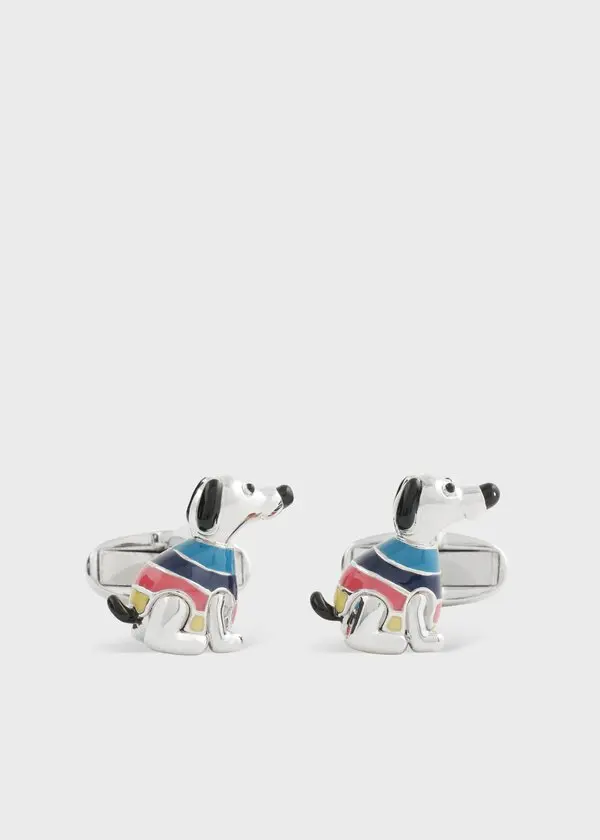 Paul Smith Silver 'stripe Jumper' Dog Cufflinks