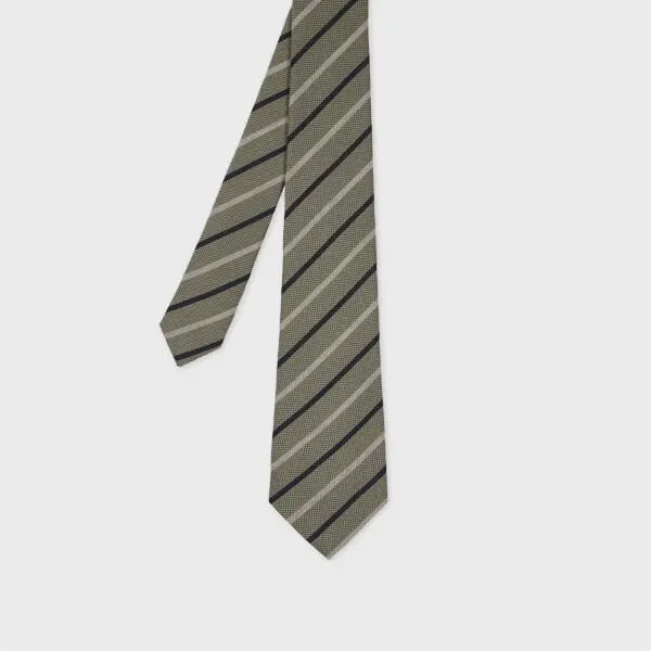 Paul Smith Wool-silk Stripe Neck Tie - Green