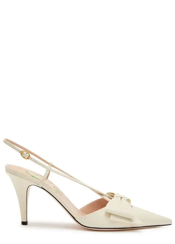 Valentino Garavani Bow-embellished Leather Slingback Pumps
