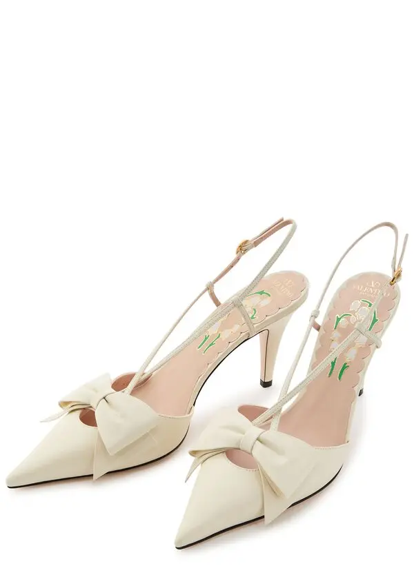 Valentino Garavani Bow-embellished Leather Slingback Pumps