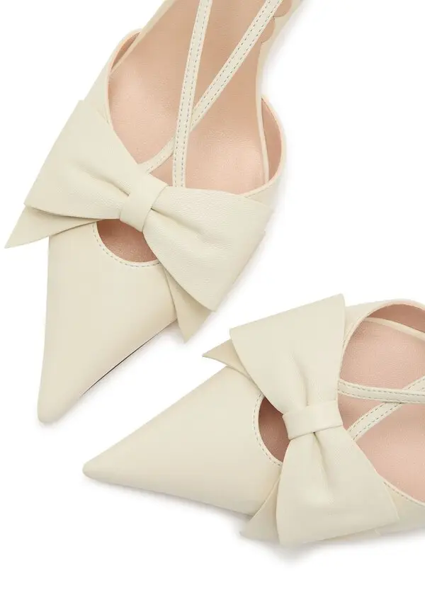 Valentino Garavani Bow-embellished Leather Slingback Pumps