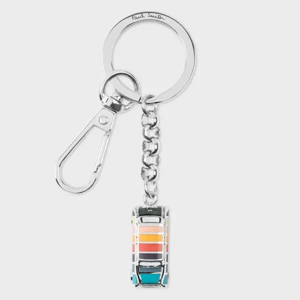 Paul Smith Silver Artist Stripe Keyring - Multicolour