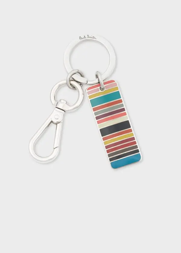 Paul Smith Signature Stripe Tag Keyring - Multicolour