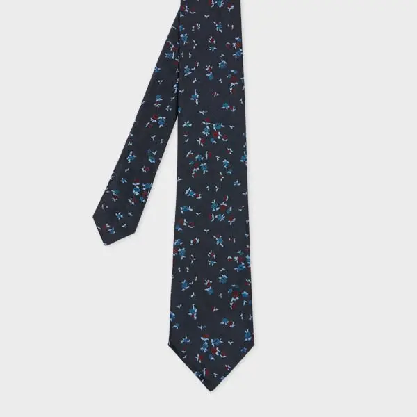 Paul Smith Silk 'art Floral' Neck Tie - Blue
