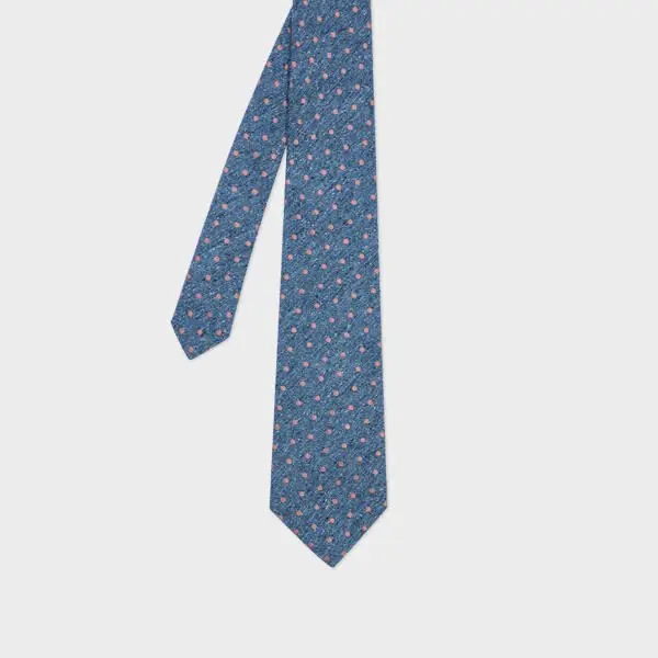 Paul Smith Marl Polka Dot Neck Tie - Blue
