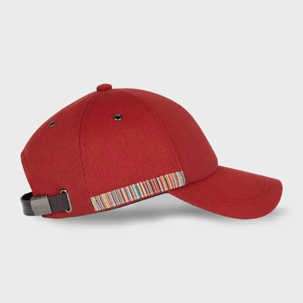 Paul Smith Baseball Cap With 'signature Stripe' Trim - Red