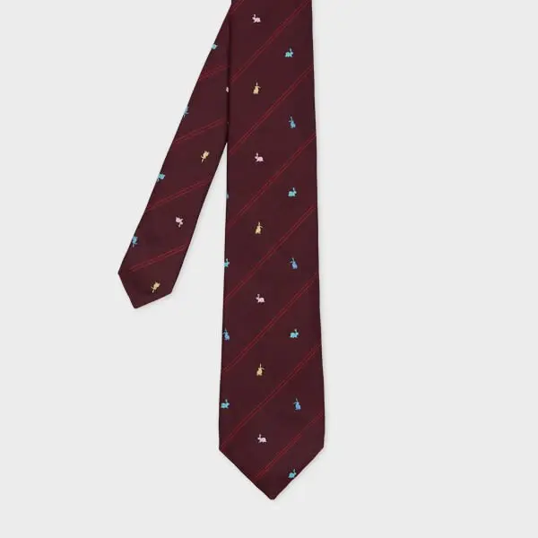 Paul Smith Silk Pinstripe Neck Tie - Red