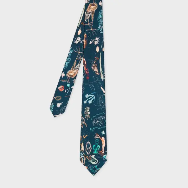 Paul Smith Printed Silk Neck Tie - Blue