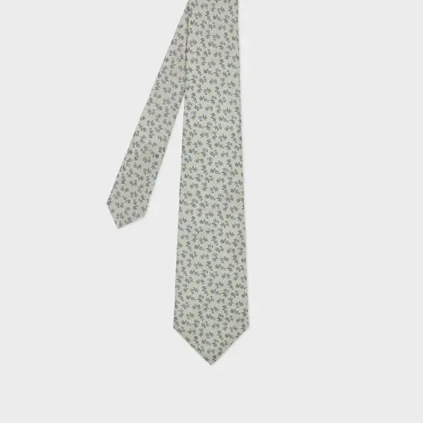 Paul Smith Floral Print Silk Neck Tie - Green