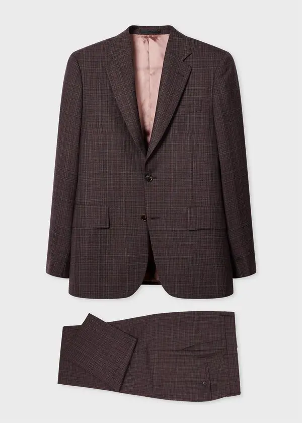Paul Smith The Brierley Burgundy Check Tropical Wool Suit - Red