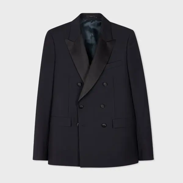 Paul Smith The Soho Dark Navy Wool-mohair Double-breasted Evening Blazer - Blue