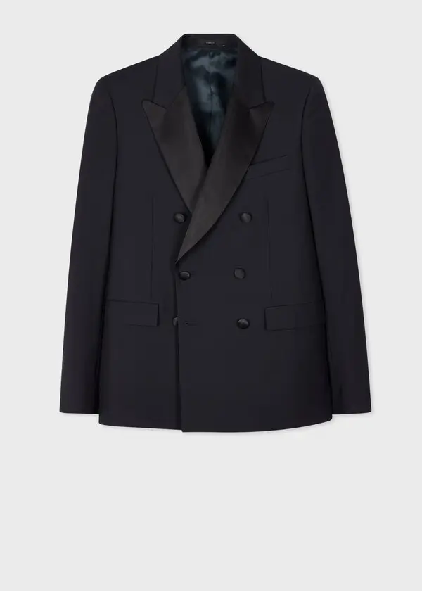 Paul Smith The Soho Dark Navy Wool-mohair Double-breasted Evening Blazer - Blue
