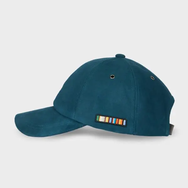Paul Smith Suede Baseball Cap With 'signature Stripe' Trim - Blue