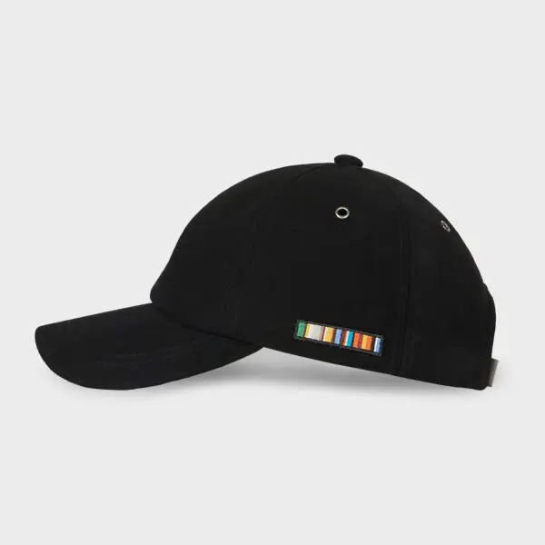 Paul Smith Suede Baseball Cap With Signature Stripe Trim - Black
