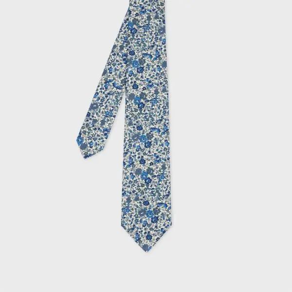 Paul Smith Organic Cotton 'liberty' Neck Tie - Blue