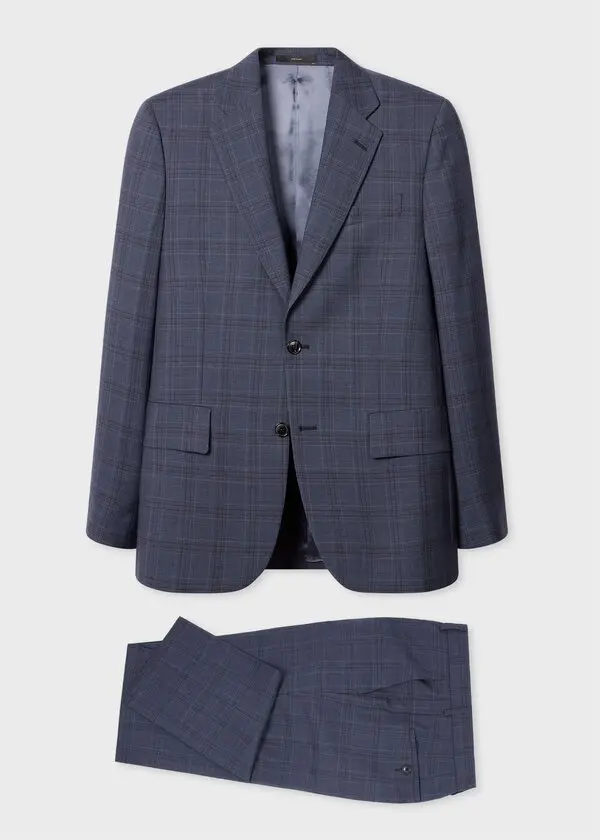 Paul Smith The Brierley Dark Navy Check Wool Suit - Blue