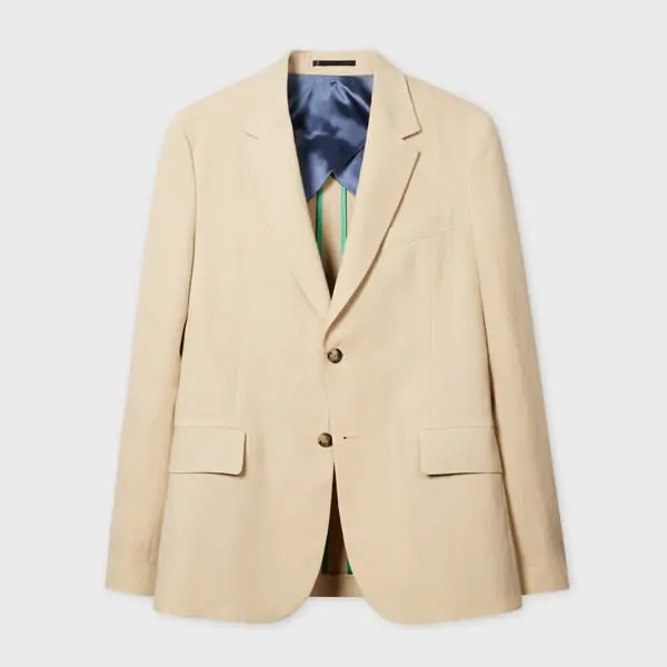 Paul Smith Light Tan Linen Buggy-lined Blazer - White