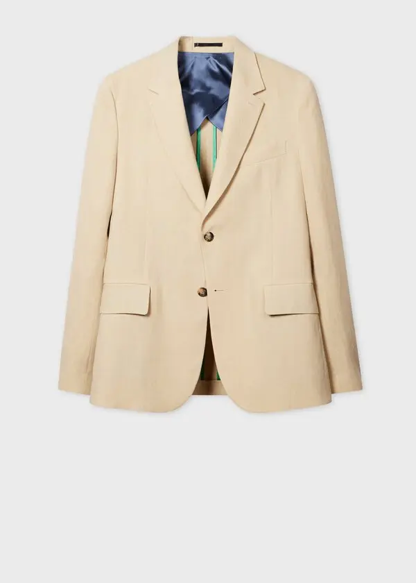 Paul Smith Light Tan Linen Buggy-lined Blazer - White