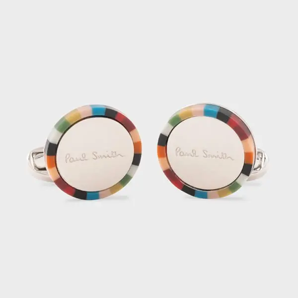 Paul Smith Circle 'signature Stripe' Cufflinks - Multicolour