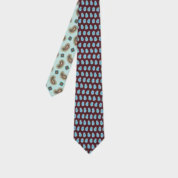 Paul Smith Contrast Paisley Silk Tie - Red