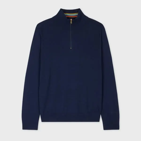 Paul Smith Merino Wool Half-zip Sweater - Blue