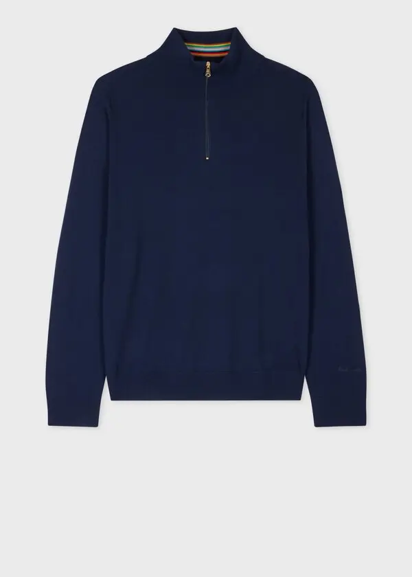 Paul Smith Merino Wool Half-zip Sweater - Blue
