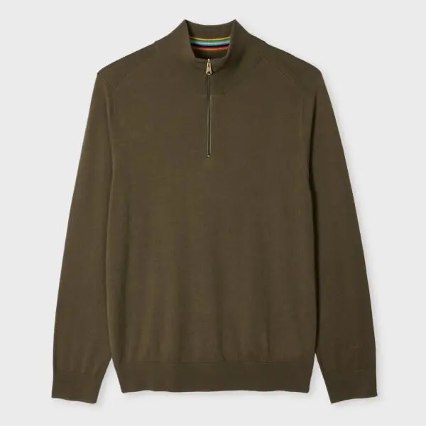 Paul Smith Merino Wool Half-zip Pullover - Brown