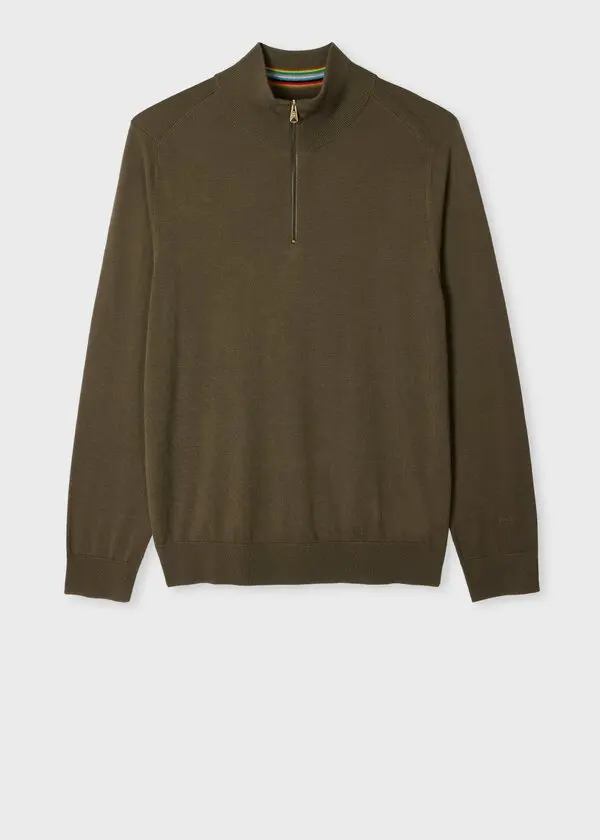Paul Smith Merino Wool Half-zip Pullover - Brown