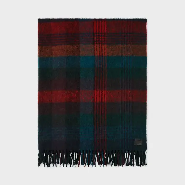Paul Smith Merino Wool Check Blanket - Red