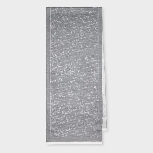 Paul Smith Grey Silk-blend 'notebook Writing' Scarf - Black