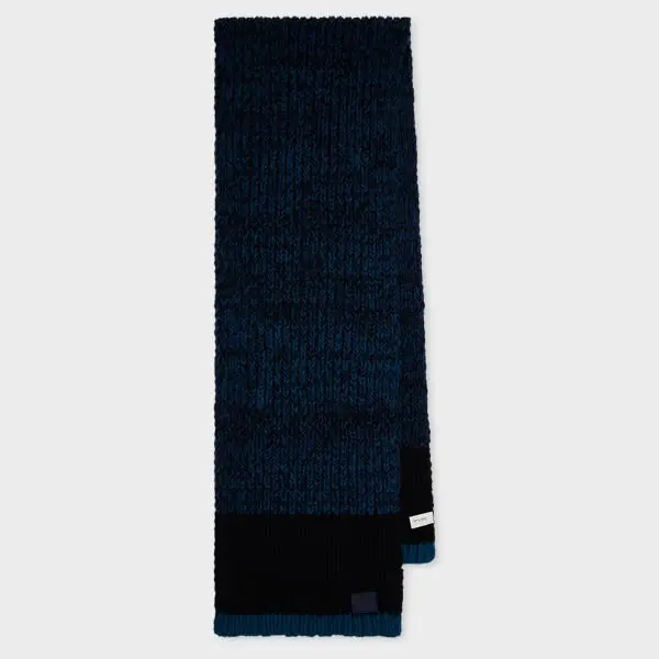Paul Smith Navy And Black Twisted Yarn Block Stripe Scarf - Green