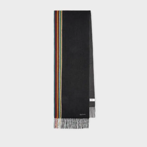 Paul Smith Signature Stripe' Edge Cashmere Scarf - Black