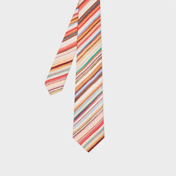 Paul Smith Painted Signature Stripe Silk Neck Tie - Multicolour