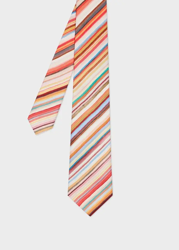 Paul Smith Painted Signature Stripe Silk Neck Tie - Multicolour