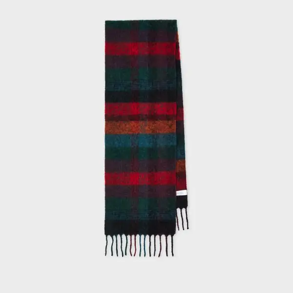 Paul Smith Merino Wool Check Scarf - Red
