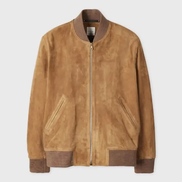 Paul Smith Suede Zip Bomber Jacket - Brown