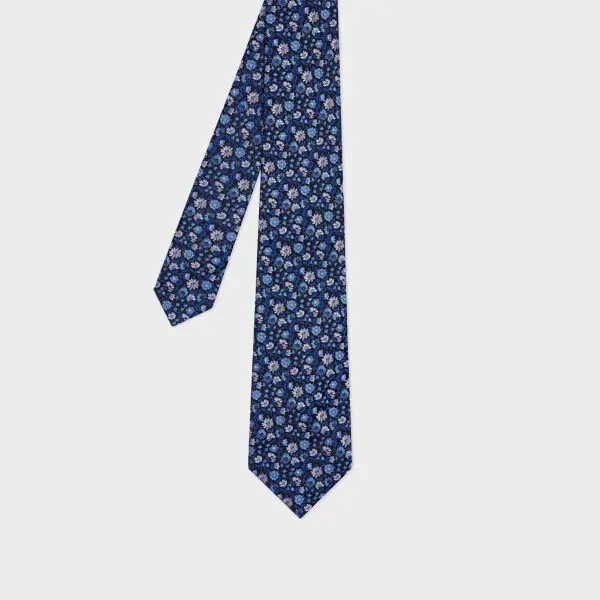 Paul Smith Floral Silk Necktie - Blue