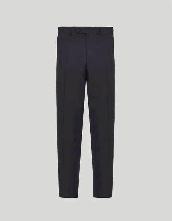 Canali 150's Wool Regular Fit Trousers - Blue