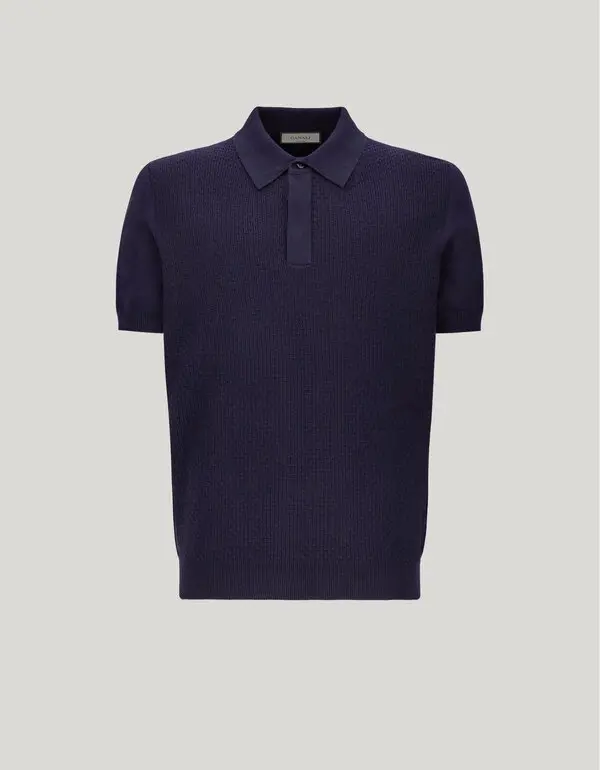 Canali Micro-structured Cotton Polo Shirt
