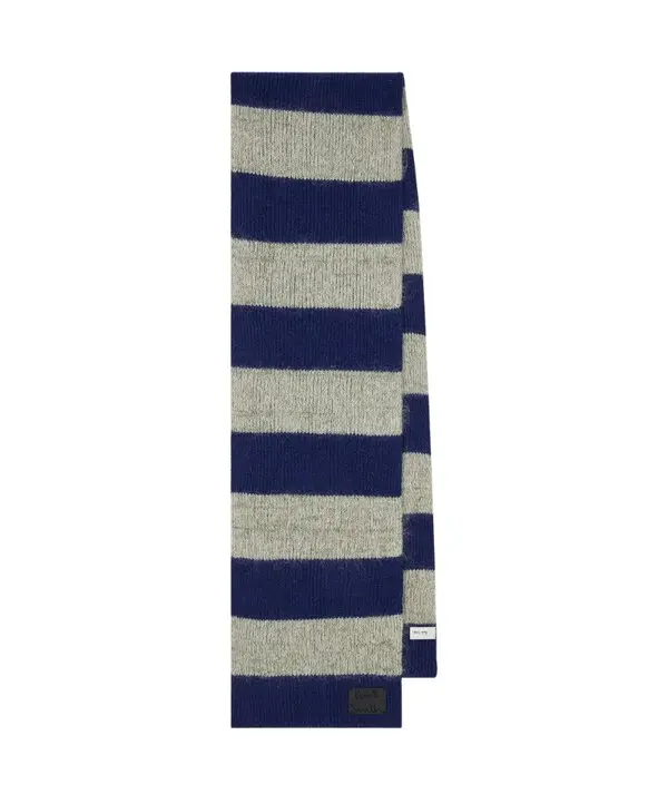 Paul Smith Navy And Grey Chunky Stripe Lambswool-mohair Blend Scarf - Blue
