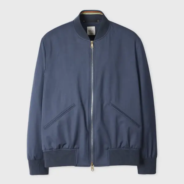 Paul Smith Storm System Wool Bomber Jacket - Blue