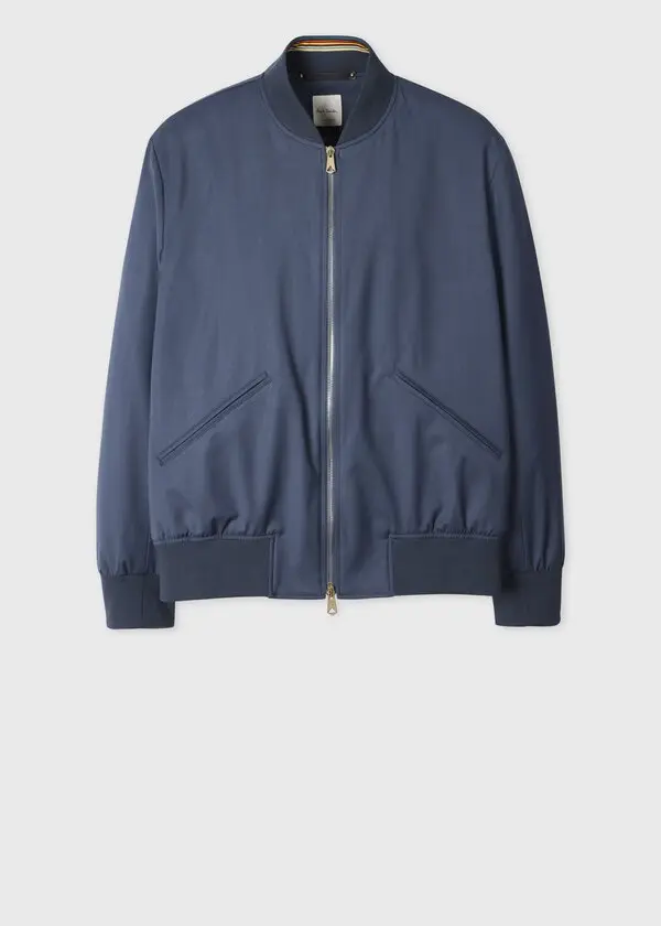 Paul Smith Storm System Wool Bomber Jacket - Blue