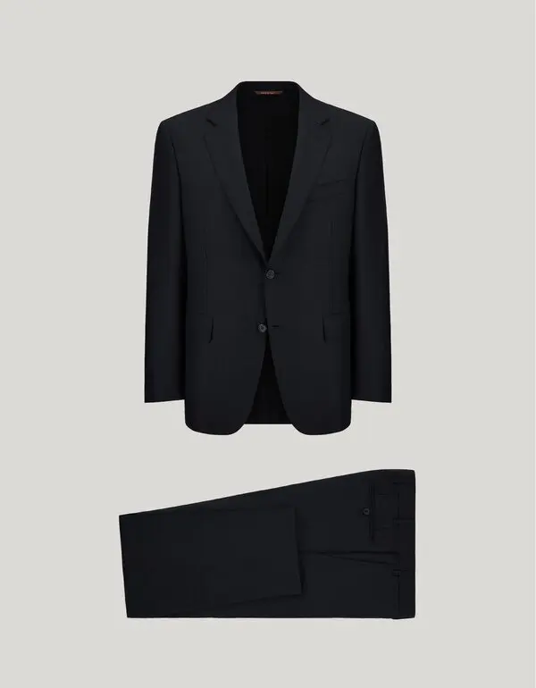 Canali Navy Suit In Wool - Blue